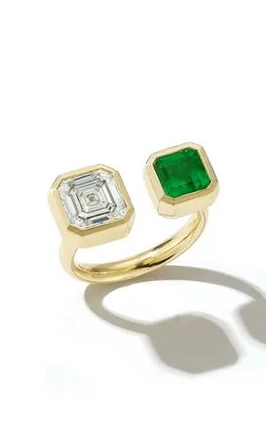 JEMMA WYNNE 18k Yellow Gold Prive Luxe Emerald And Diamond Asscher Ring