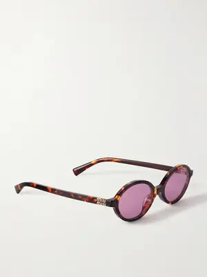 Miu Miu Oval-frame Sunglasses - Tortoiseshell