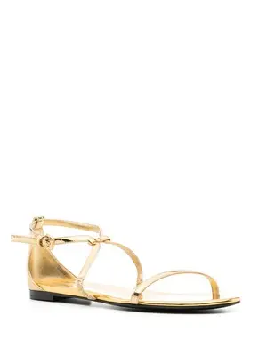 Alexander McQueen Logo-plaque Metallic Sandals