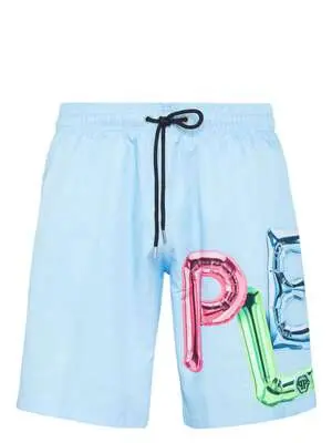 Philipp Plein Bombing Graffiti Swim Shorts - Blue