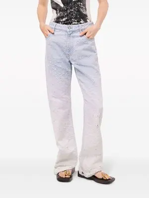 Rabanne Distressed Ombré Straight-leg Jeans - Blue