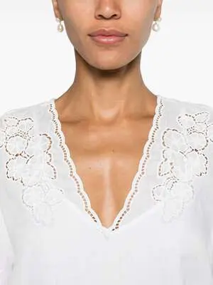 TWINSET Floral-embroidered Linen Blouse