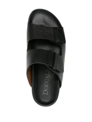DOUCAL'S Round-toe Leather Slides