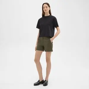 Theory Waist Tab Short In Good Linen - Dark Olive