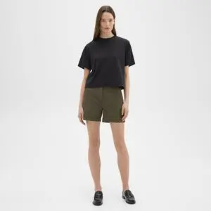 Theory Waist Tab Short In Good Linen - Dark Olive
