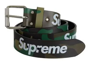 Supreme Repeat Leather Belt - Woodland Camo