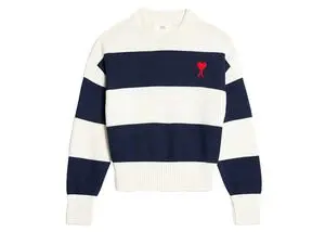 Ami De Coeur Striped Sweater - Naut Blue/nat White/red