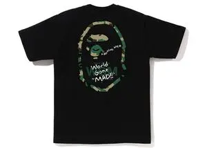 A BATHING APE Woodland Camo Wgm Ape Head Tee Shirt - Black