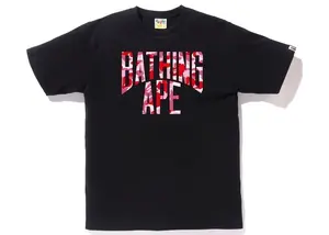 A BATHING APE Abc Camo Nyc Logo Tee Shirt Black Pink