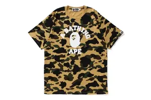 A BATHING APE 1st Camo College Tee Shirt - Yellow Camo
