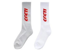 TRAVIS SCOTT Astroworld Cacti Logo Socks Set Of 2 - Grey/white