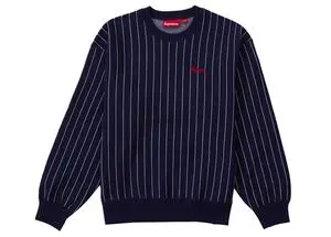 Supreme Pinstripe Crewneck Sweatshirt - Navy Blue