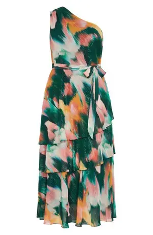 City Chic One-shoulder Tiered Maxi Dress