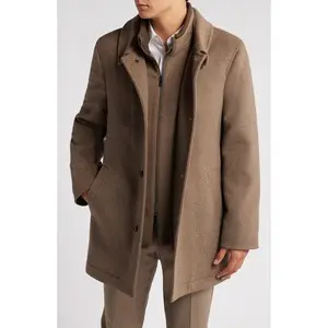 Hart Schaffner Marx Macbeth Wool-blend Coat With Bib - Oatmeal