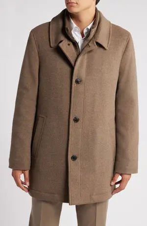 Hart Schaffner Marx Macbeth Wool-blend Coat With Bib - Oatmeal