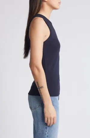 Veronica Beard Jordyn Stretch Sleeveless Pima Cotton Rib Top