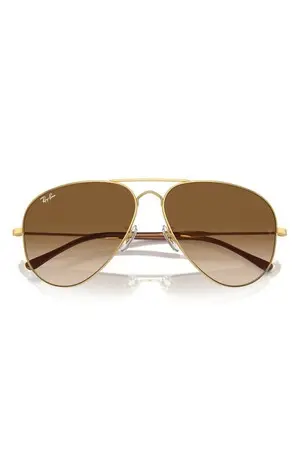 Ray-ban 58mm Gradient Aviator Sunglasses - Gold Flash