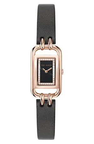 Ted Baker London Leather Strap Watch - Black
