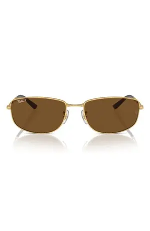 Ray-ban 59mm Polarized Oval Sunglasses - Gold Brown