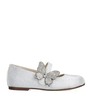 BABYWALKER Crystal Butterfly Ballet Flats - Silver