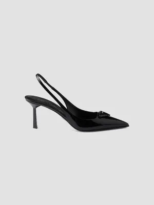 Prada Patent Leather Slingback Pumps - Black