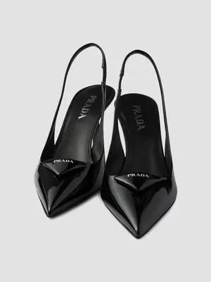 Prada Patent Leather Slingback Pumps - Black