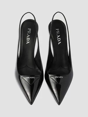 Prada Patent Leather Slingback Pumps - Black