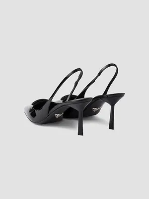 Prada Patent Leather Slingback Pumps - Black