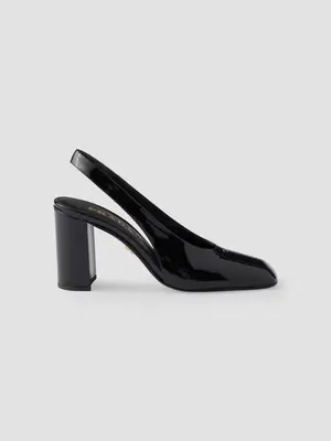 Prada Patent Leather Slingback Pumps - Black