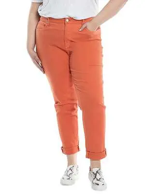 SLINK JEANS Women's High-Rise Boyfriend Jeans - Rust  - Rust