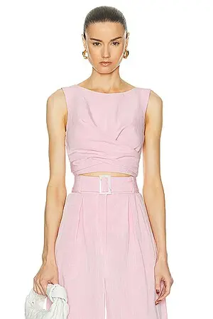 Matthew Bruch Boat Neck Sleeveless Wrap Top
