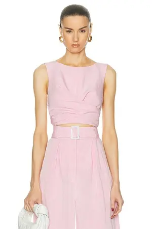 Matthew Bruch Boat Neck Sleeveless Wrap Top