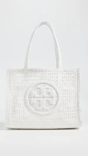 Tory Burch Ella Hand Crocheted Small Tote - White