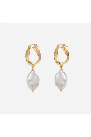 Lady Grey Plated Infinity Pearl Hoop Earrings