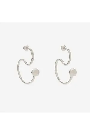 Lady Grey Swerve Barbell Hoop Earrings - Silver