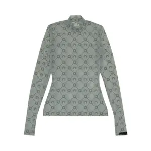 MARINE SERRE Marine Serre Moonogram Mesh Flock Hight Neck Top 'Grey' Grey