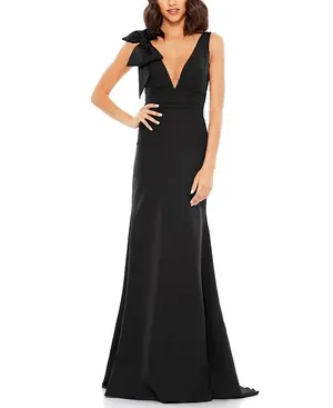Mac Duggal Sleeveless Bow Detail Mermaid Gown - Black