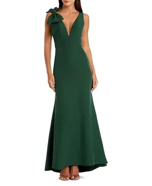 Mac Duggal Sleeveless Bow Detail Mermaid Gown - Emerald