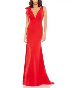 Mac Duggal Sleeveless Bow Detail Mermaid Gown - Red