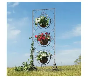 EVERGREEN Trellis With 3 Metal Planters