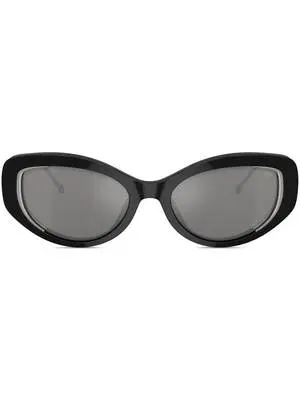 DIESEL Logo-plaque Cat-eye Sunglasses - Black