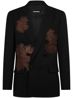 Dsquared2 Rhinestone-embellished Double-breasted Blazer - Black