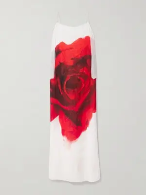 Alexander McQueen Draped Printed Silk-chiffon Maxi Dress