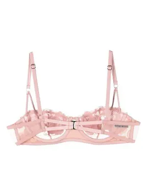 FLEUR DU MAL Rose-embroidered Balconette Bra