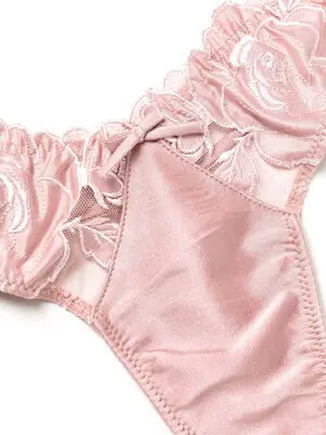 FLEUR DU MAL Rose-embroidered Thong