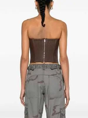 Amiri Bustier Leather Top - Brown