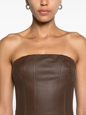 Amiri Bustier Leather Top - Brown