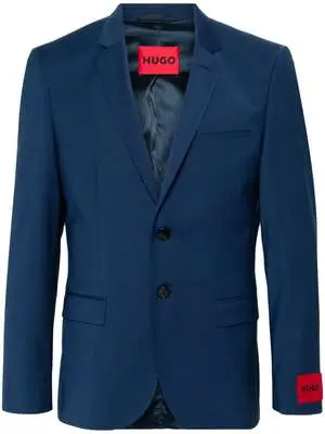 Hugo Single-breasted Wool-blend Blazer - Blue