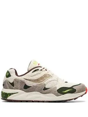 Saucony X Bodega Grid Shadow 2 Jaunt Woven Hemp/acid Lime/red Alert/gum Sneakers - Neutrals