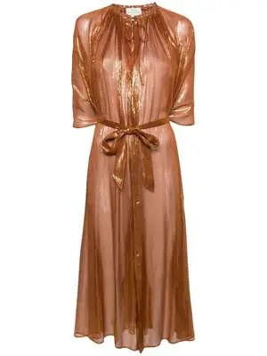 FORTE_FORTE Metallic-threading Tied-waist Coat